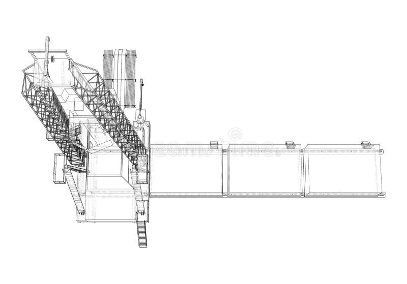 Oil rig. Wire-frame style stock illustration. Illustration of petroleum ...