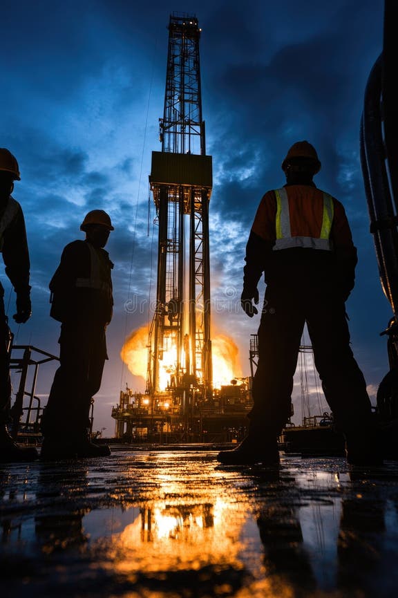 Oil Rig Workers stock image. Image of energy, industry - 378810739