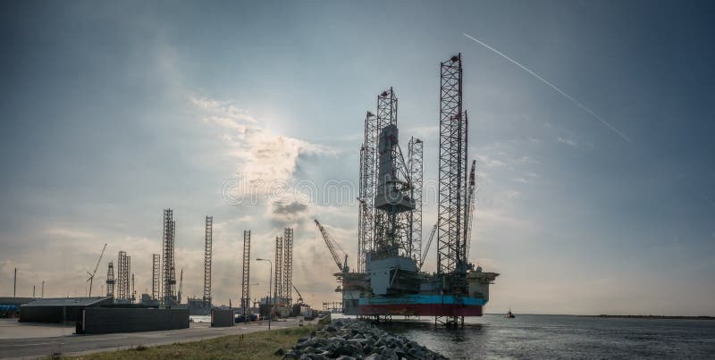 Oil Rigs in Esbjerg Harbor, Denmark Stock Image - Image of equipment ...
