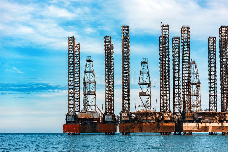 Oil rigs stock image. Image of blue, oilwell, platform - 71602035
