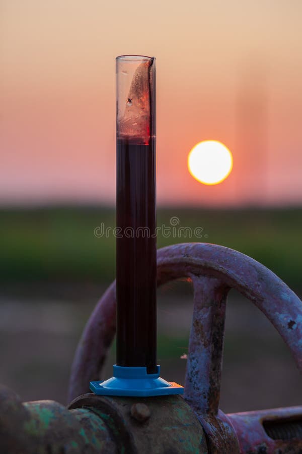 Oil Sample in a Test Tube on an Oil Pump Stock Image - Image of ...