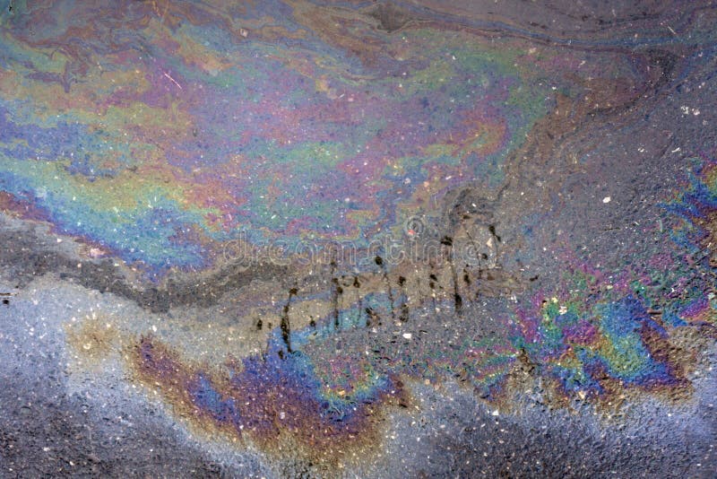 Oil Slick on the Asphalt Road Background Stock Image - Image of ...