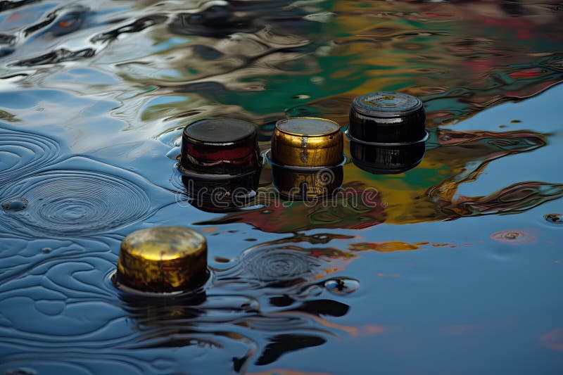 Oil Slick Glistening on the Water S Surface Stock Photo - Image of ...