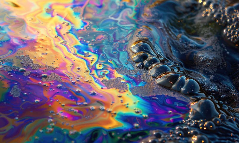 Oil Slick Spreading Across the Surface of the Ocean Stock Photo - Image ...