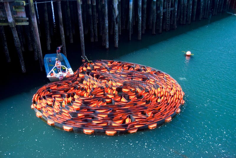 Oil Spill Boom Workers stock image. Image of planed, coastal - 2554353