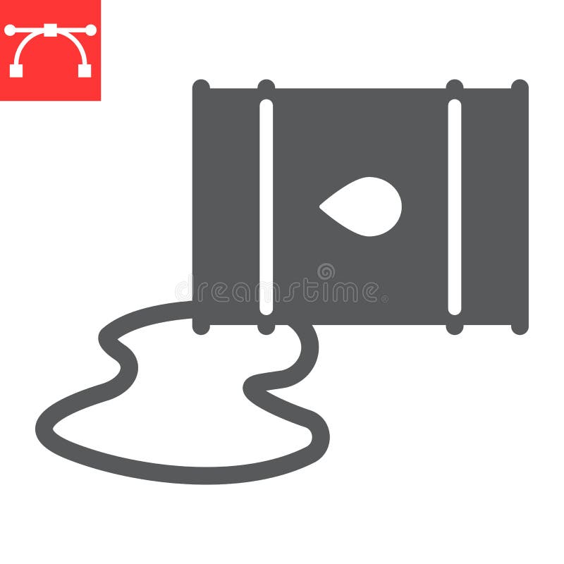 Oil Spill Glyph Icon, Spilled Oil and Fuel, Oil Barrel Leak Vector Icon ...