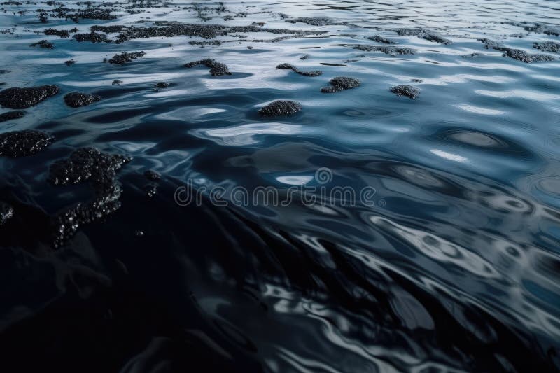 Oil Spill and Oil Slick on Calm Ocean Surface Stock Illustration ...