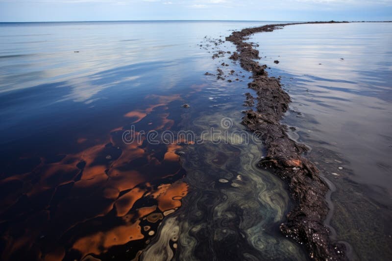 Oil Spill Spreading Across the Ocean Surface Stock Image - Image of ...