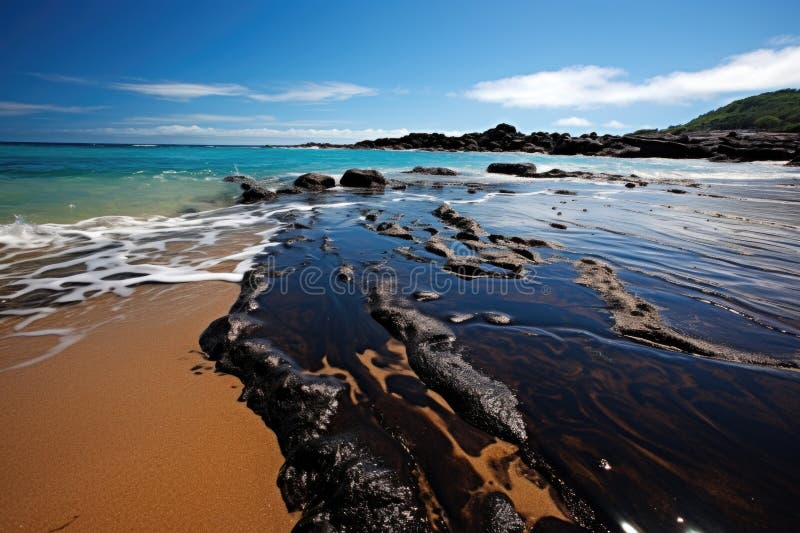 An Oil Spill Spreading Over the Ocean Stock Photo - Image of generated ...