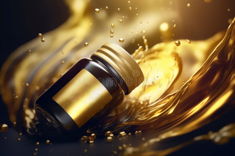 Oil Splash Bottle Liquid. Generate Ai Stock Illustration - Illustration ...