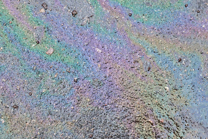 Oil Spot on the Ground, Colored Texture and Pattern of Gasoline. Stock ...