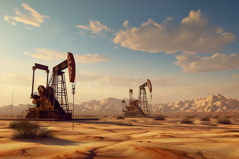 Oil Station Drilling Rig and Oil Production. Generative AI Stock ...