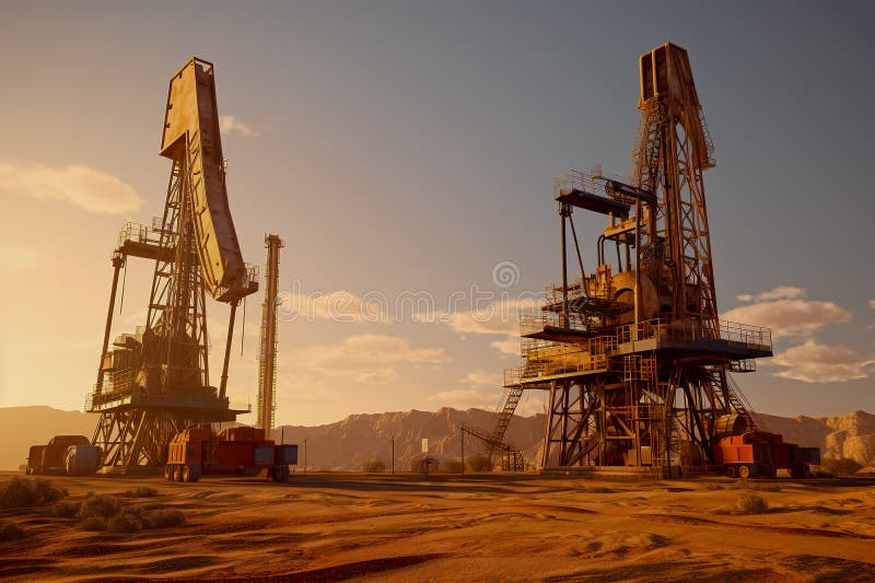 Oil Station Drilling Rig and Oil Production. Generative AI Stock ...