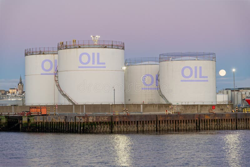 Oil Storage at the Port of Aberdeen Harbour Stock Photo - Image of fuel ...