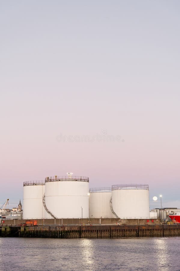 Oil Storage at the Port of Aberdeen Harbour Stock Photo - Image of ...