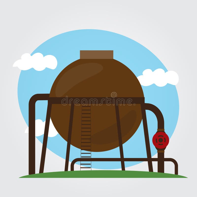 Oil Storage, Oil Refinery To the Pipeline. Outline Drawing Stock ...