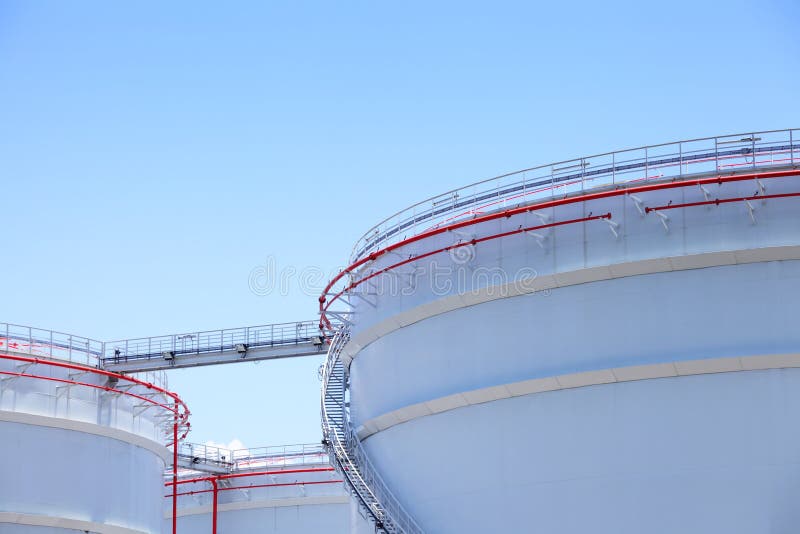 Oil Storage Tanks with Blue Sky Stock Image - Image of refinery ...