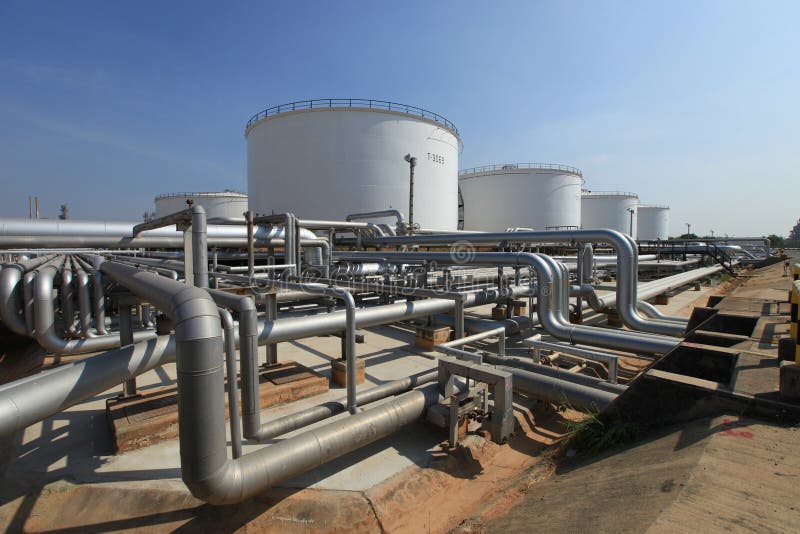 Oil storage tanks stock image. Image of distillery, refinery - 61449439