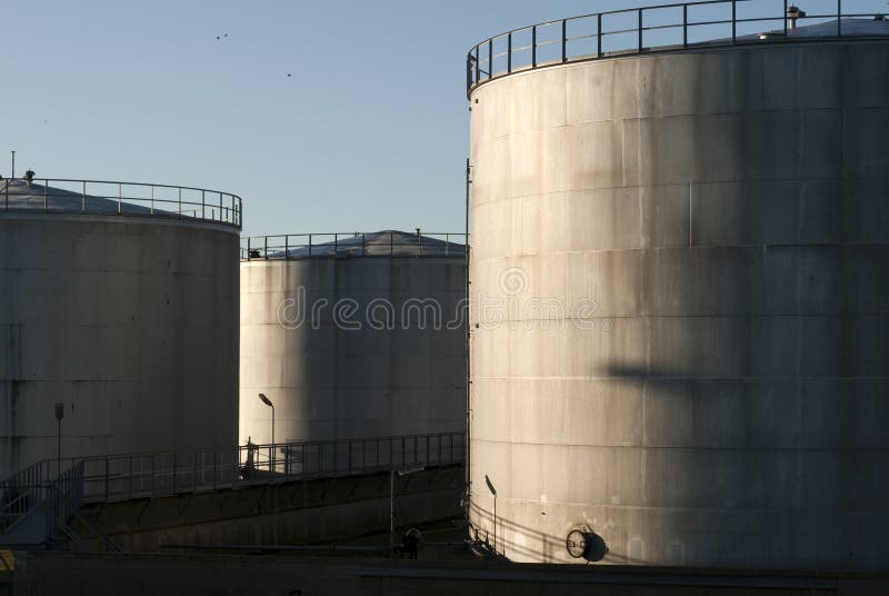 Oil storage tanks sky blue stock image. Image of steps - 22857081