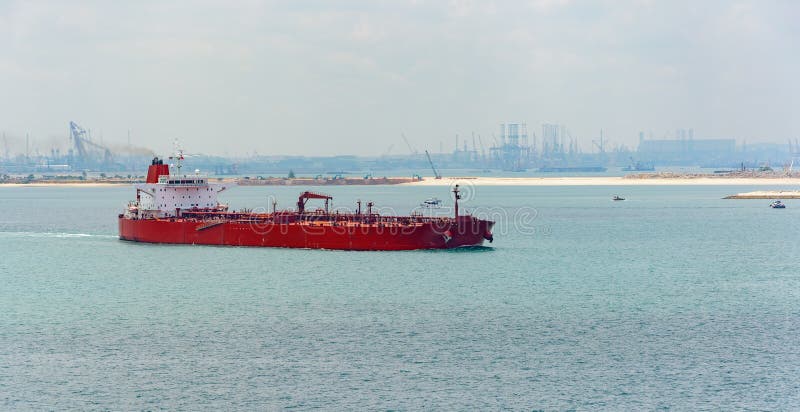 Oil Supertanker in Singapore Strait Stock Photo - Image of shipping ...