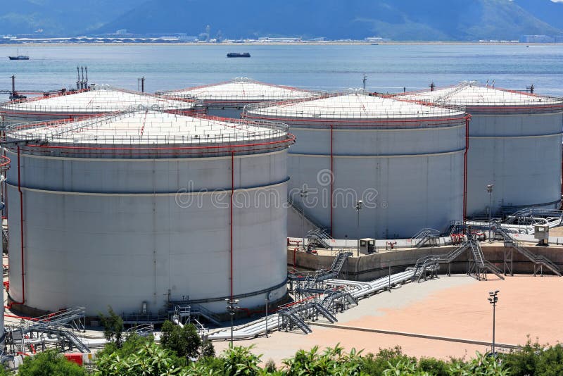 Oil Tank in Cargo Service Terminal Stock Image - Image of dusk ...