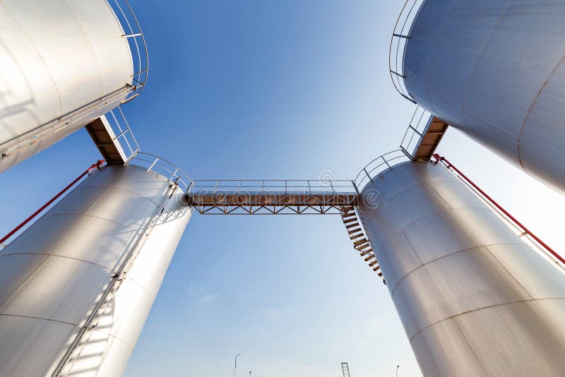 Oil Tank in the Blue Sky Background Stock Photo - Image of tank ...