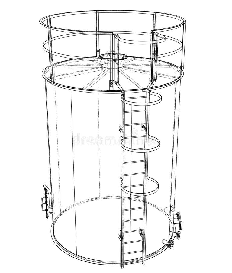 Oil Tank Outline. 3D Illustration Stock Illustration - Illustration of ...