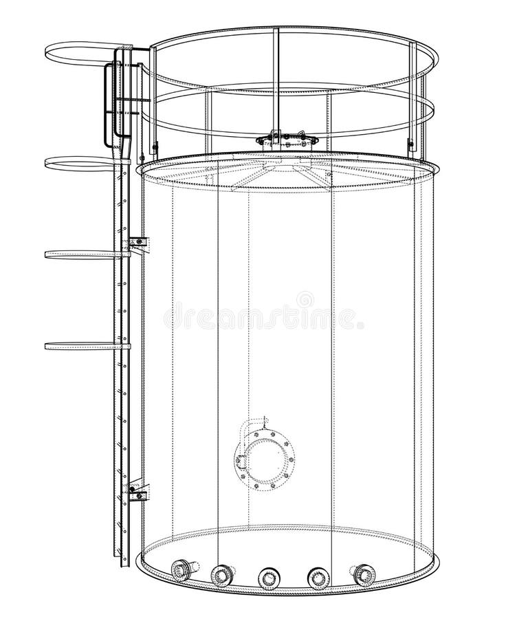 Oil Tank Outline. Vector Rendering of 3d Stock Vector - Illustration of ...