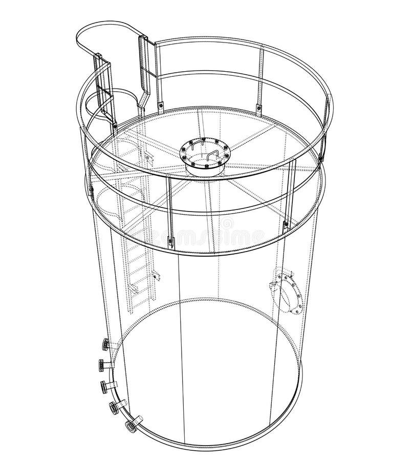 Oil Tank Outline. Vector Rendering of 3d Stock Vector - Illustration of ...