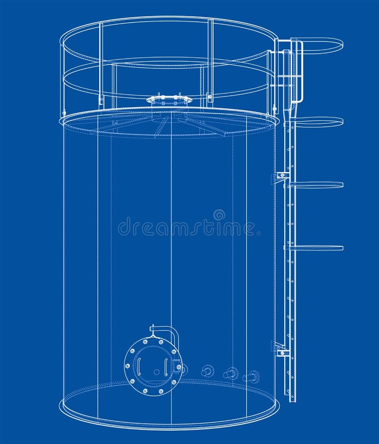 Oil Tank Outline. Vector Rendering of 3d Stock Vector - Illustration of ...