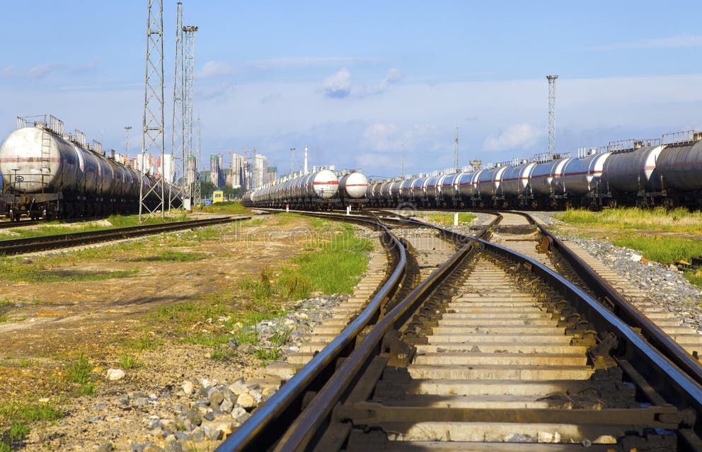 Oil tank train stock photo. Image of delivery, petroleum - 37839852