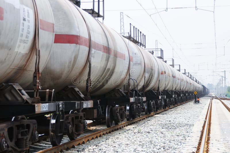 Oil tank truck train stock photo. Image of bend, chinese - 15383398