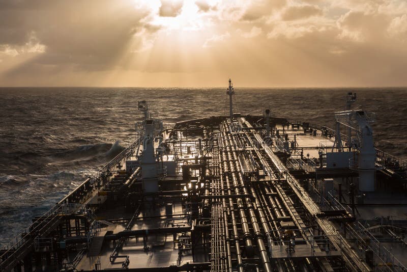 Oil Tanker Deck - View from Radar Mast Stock Image - Image of ocean ...