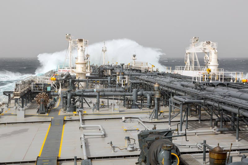 Oil Tanker Deck during Storm Stock Image - Image of overcast, navigator ...