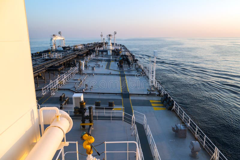 Oil Tanker Deck - View from Radar Mast Stock Image - Image of ocean ...