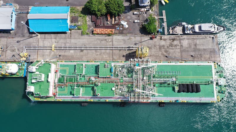 Oil Tanker, Gas Tanker Operation at Oil and Gas Terminal, View from ...