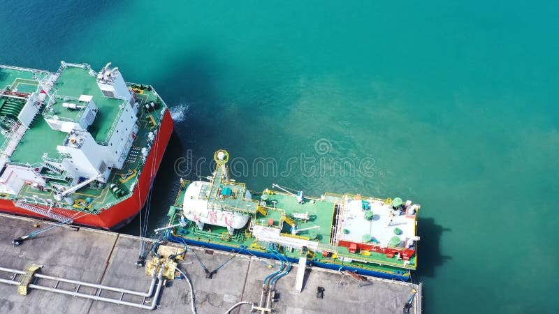 Oil Tanker, Gas Tanker Operation at Oil and Gas Terminal, View from ...