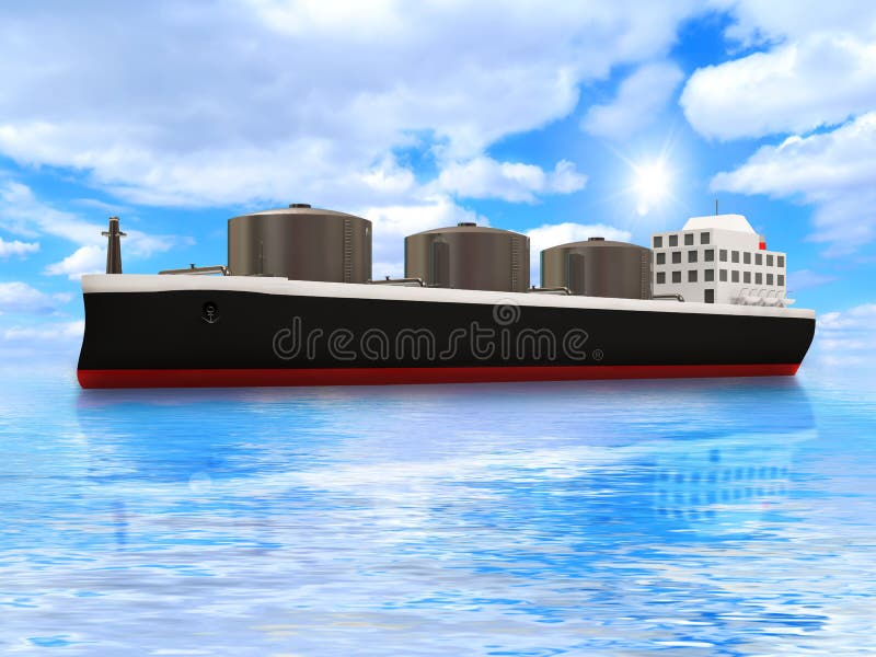 Oil Tanker Ship Sails Across the Ocean Stock Illustration ...
