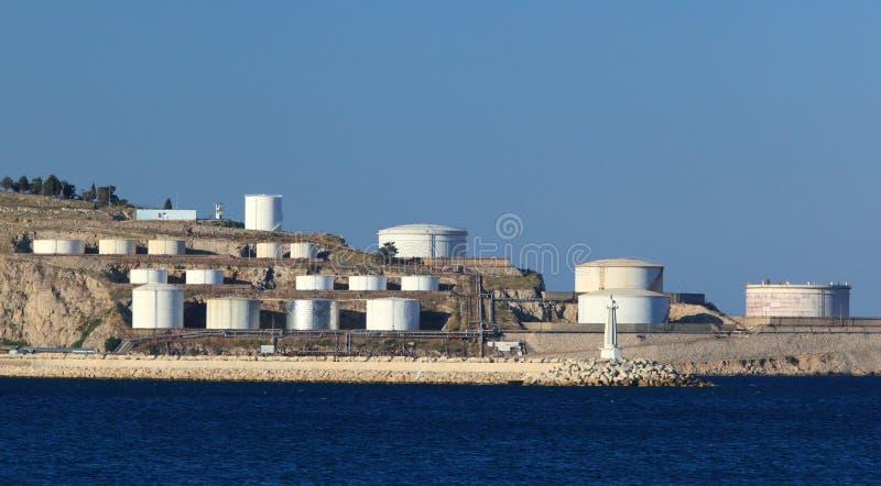 Oil Terminal in the Harbour Stock Image - Image of maritime, petroleum ...