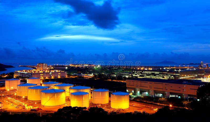 Oil tanks at night stock photo. Image of nature, architecture - 28352818