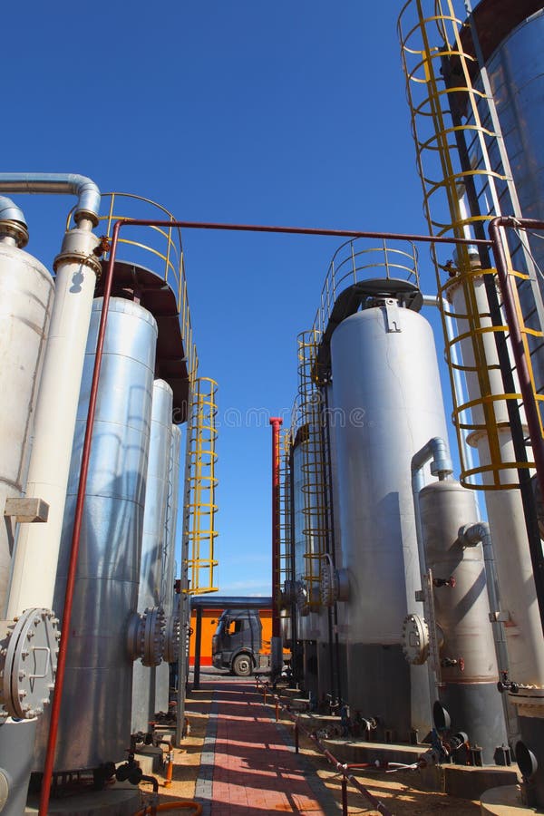 Oil tanks in a refinery stock photo. Image of chemistry - 23589018