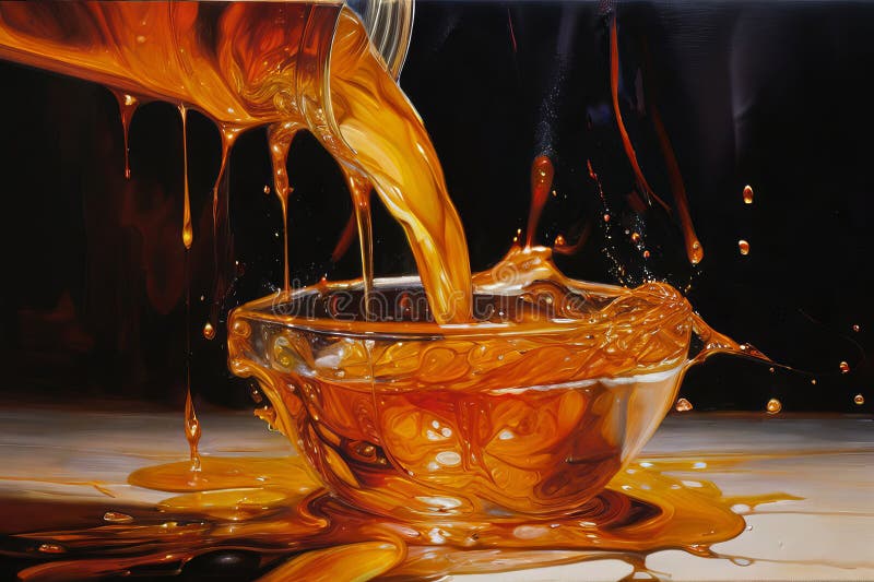 Oil Thick Viscous Oil Pouring Slowly Showcasing Its Sheen and Te Stock ...