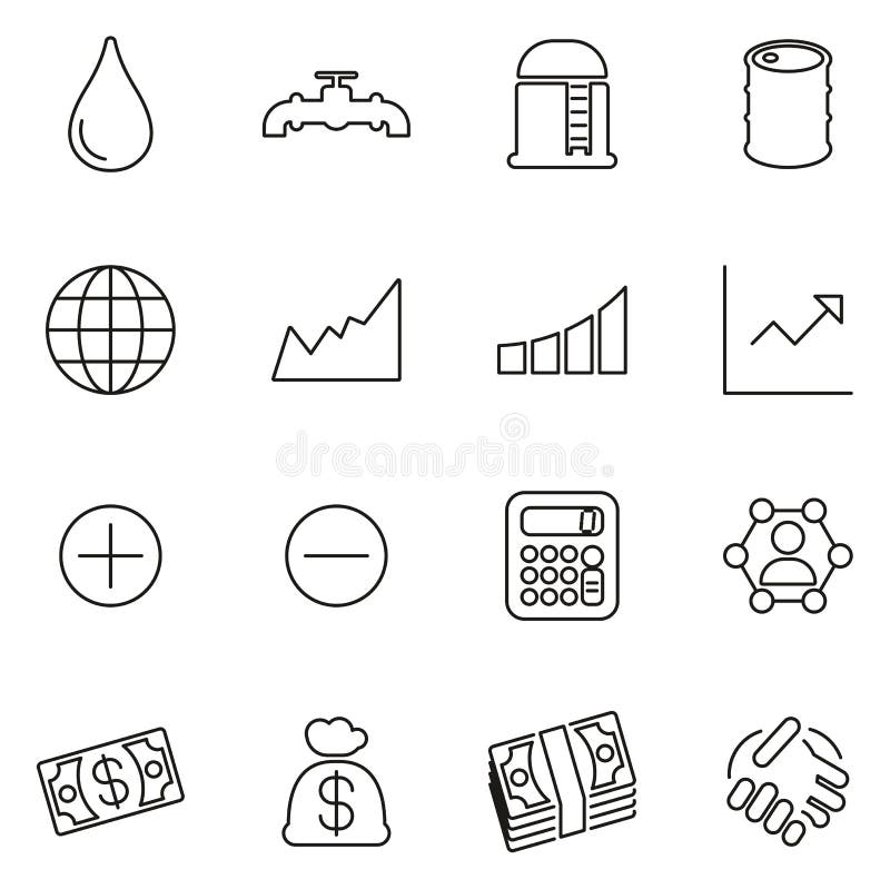 Oil Trade Icons Thin Line Vector Illustration Set Stock Vector ...