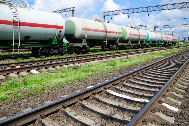 Oil Transportation in Tanks by Rail Stock Photo - Image of logistics ...