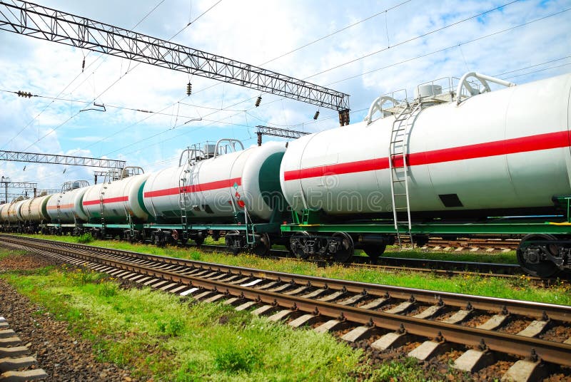 Oil Transportation in Tanks by Rail Stock Photo - Image of business ...