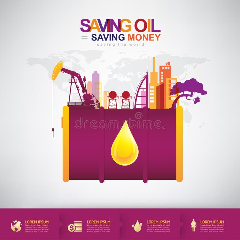 Oil Vector Concept Saving Oil Saving Money Stock Vector - Illustration ...