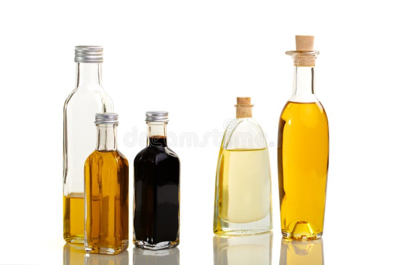 Olive Oil, Vinegar Bottles, Pepper Shaker and Spices Stock Photo ...