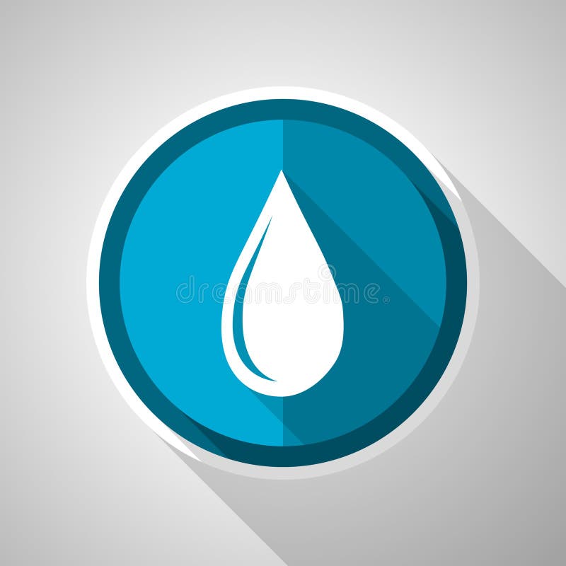Oil, Water Drop Symbol, Flat Design Vector Blue Icon with Long Shadow ...