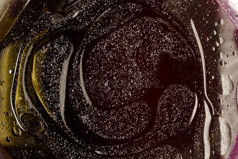 Oil and Water Patterns Randomly Created Due To Oil Being Lighter Than ...