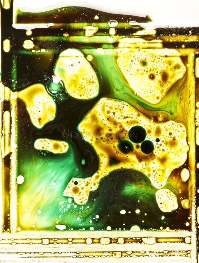 Oil and Water Patterns Randomly Created Due To Oil Being Lighter Than ...
